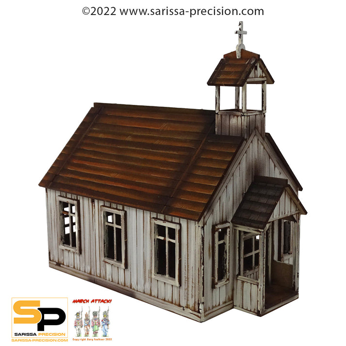 Old West Church/Schoolhouse II - Wild West MDF Scenery – em4miniatures