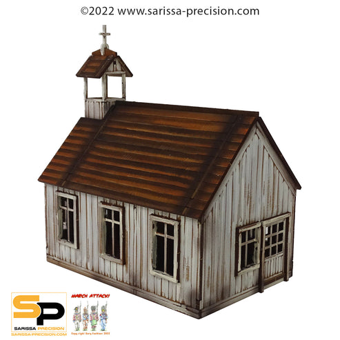 Old West Church/Schoolhouse II - Wild West MDF Scenery – em4miniatures