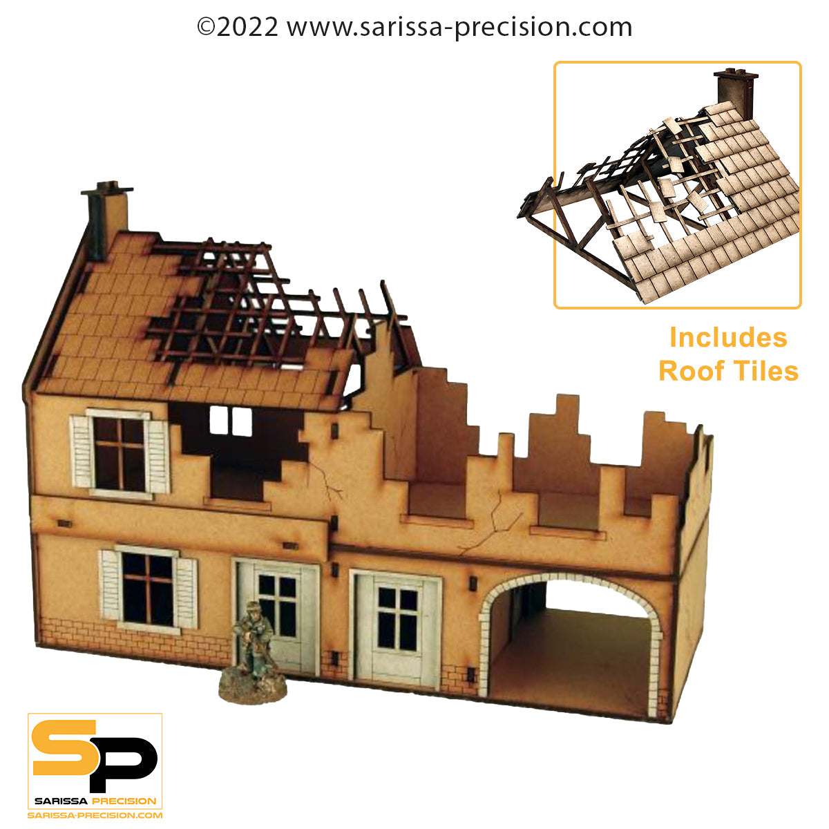 Destroyed Large Farmhouse - World War Europe MDF Scenery – em4miniatures