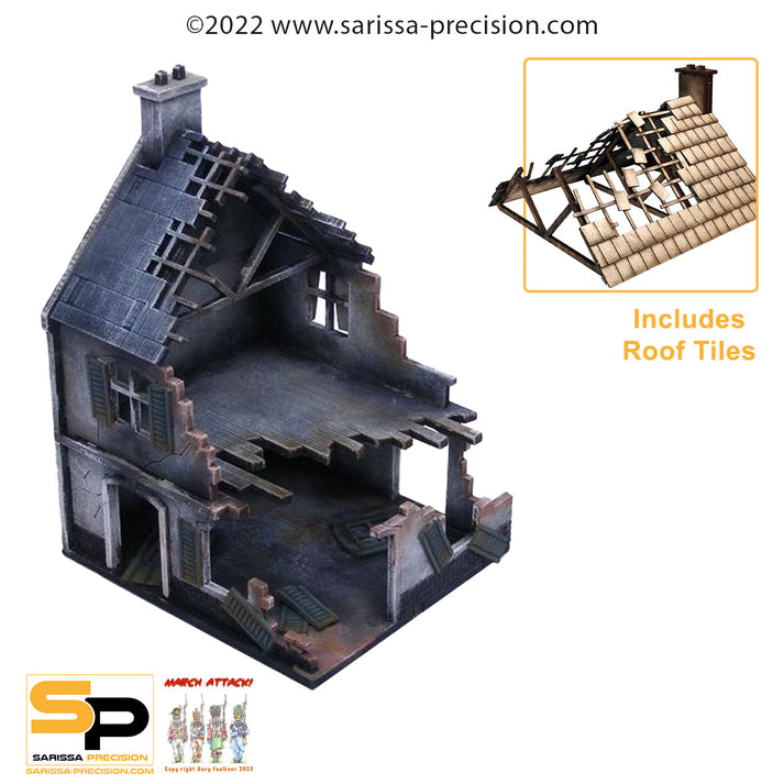 Bombed-Out Terrace (28mm) - World War Europe MDF Scenery – em4miniatures
