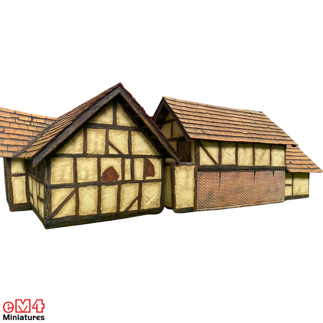 Walled farm - fully painted 5 piece resin scenery set – em4miniatures