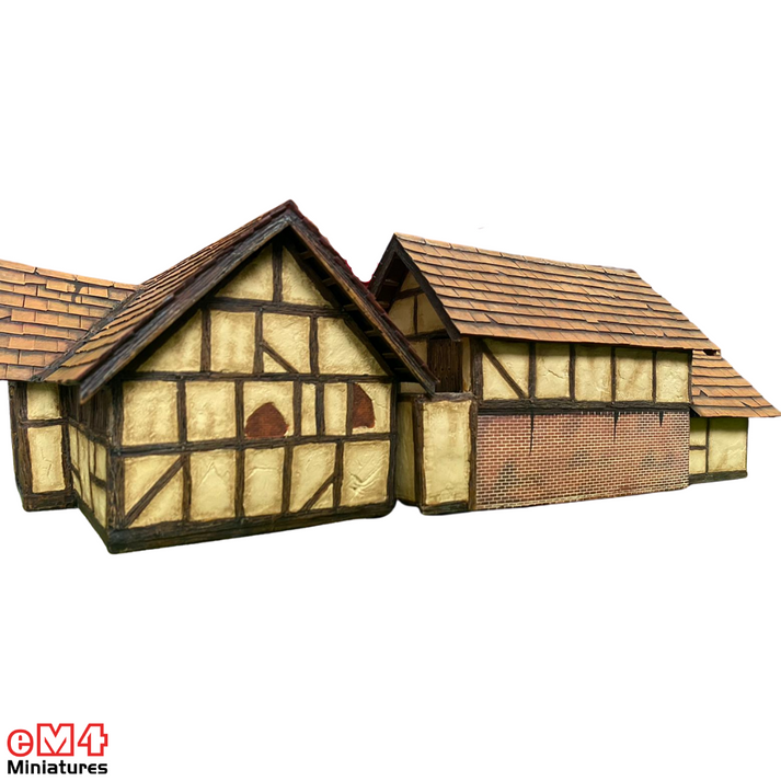 Walled farm - fully painted 5 piece resin scenery set – em4miniatures