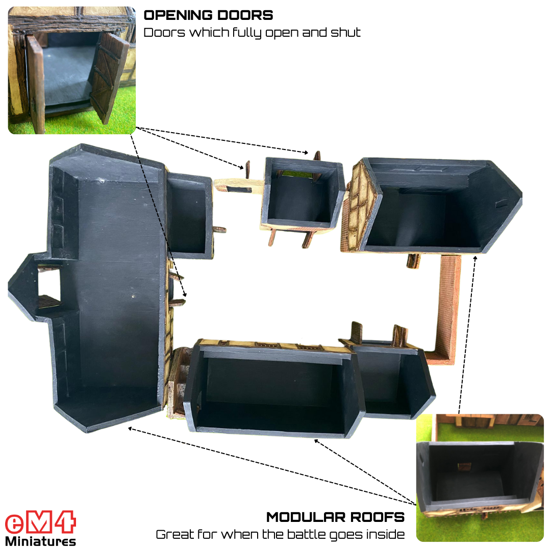 Walled farm - fully painted 5 piece resin scenery set – em4miniatures