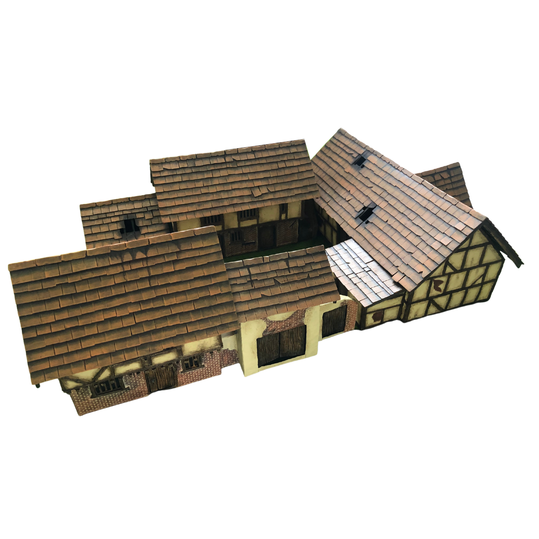 Walled farm - fully painted 5 piece resin scenery set – em4miniatures