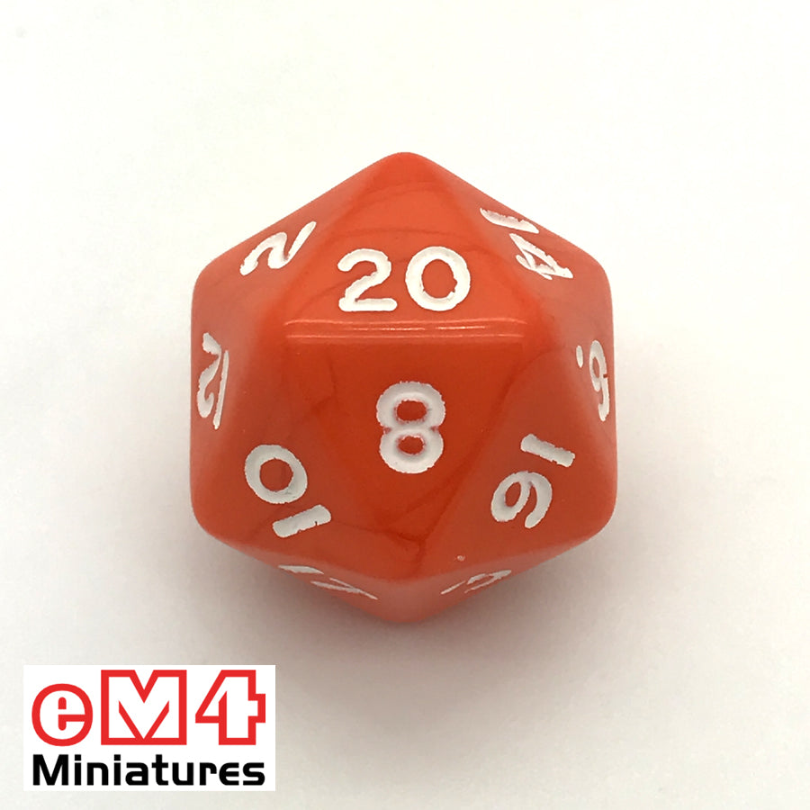 Opaque Orange D20 Poly Dice – em4miniatures