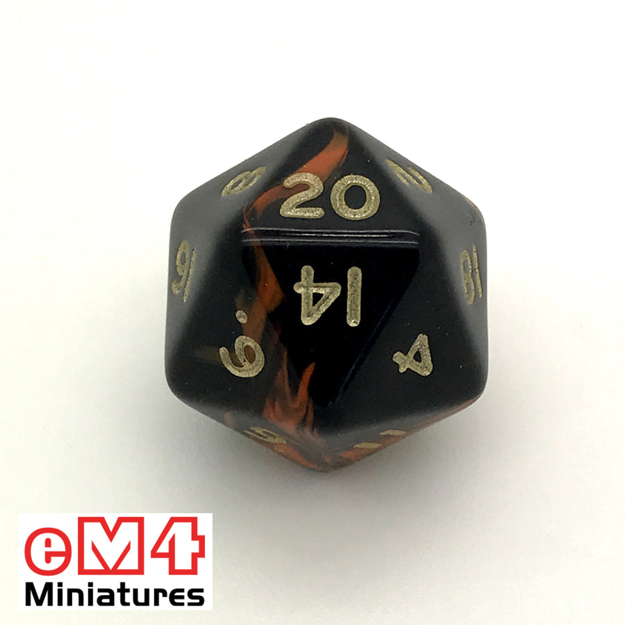 Oblivion Orange D20 Poly Dice – em4miniatures