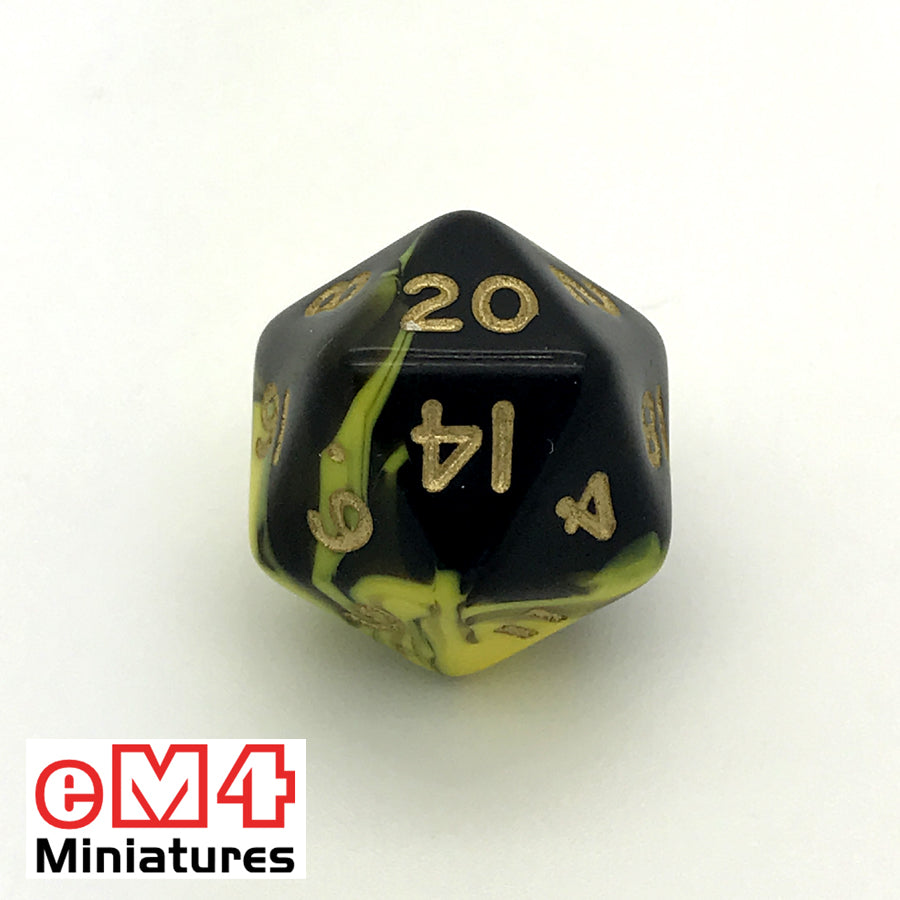 Oblivion Yellow D20 Poly Dice – em4miniatures